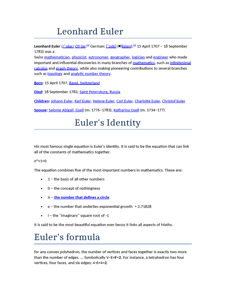 Leonhard Euler | PDF