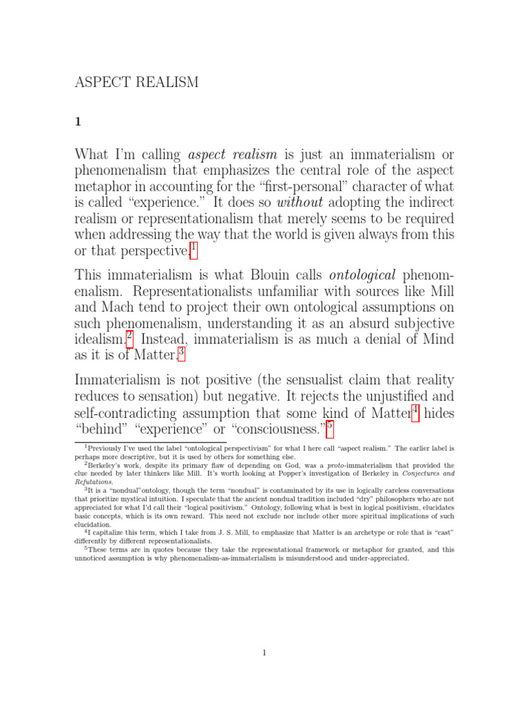 Aspect Realism | PDF