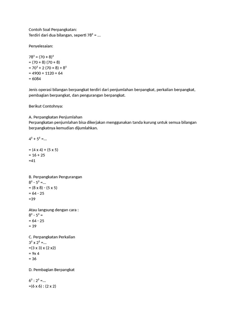 Contoh Soal Perpangkatan | PDF