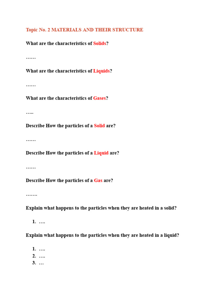 Question Unit No.2 (Science) | PDF