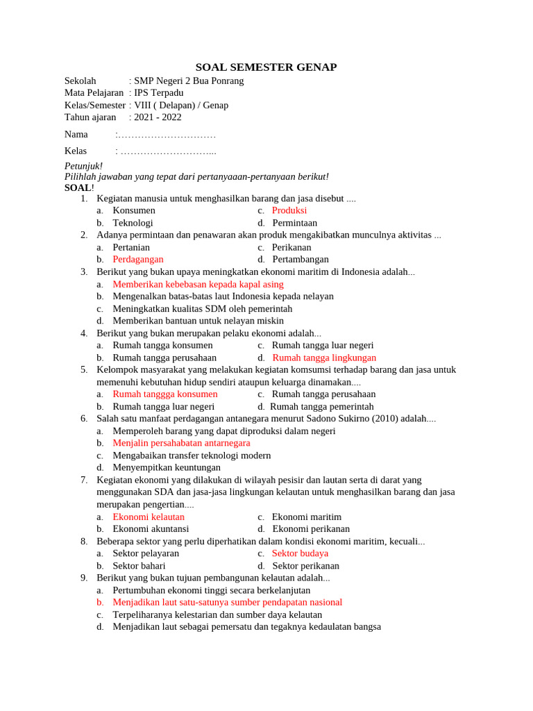 Soal Semester Genap | PDF