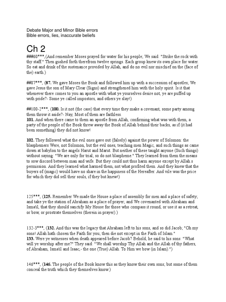 Debate Major and Minor: Bible Errors | PDF | Spirituality | Religious ...