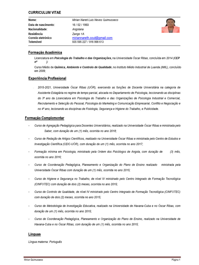 CV. Mirian Neves | PDF