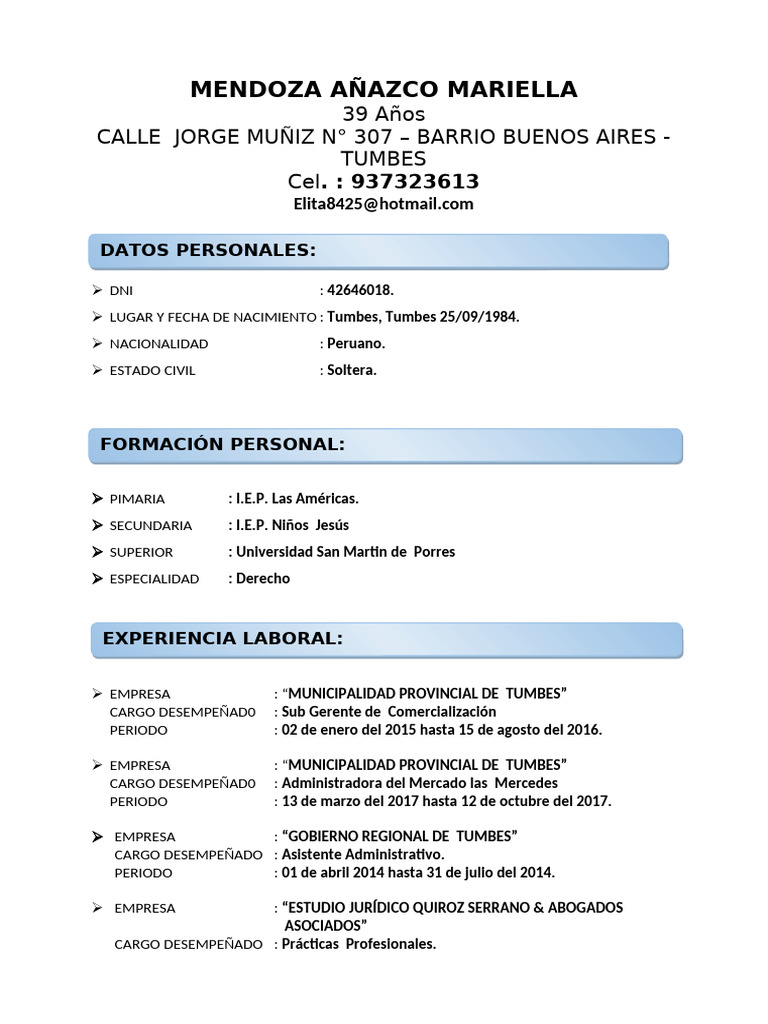 Curriculum Sammy 27 Años | PDF