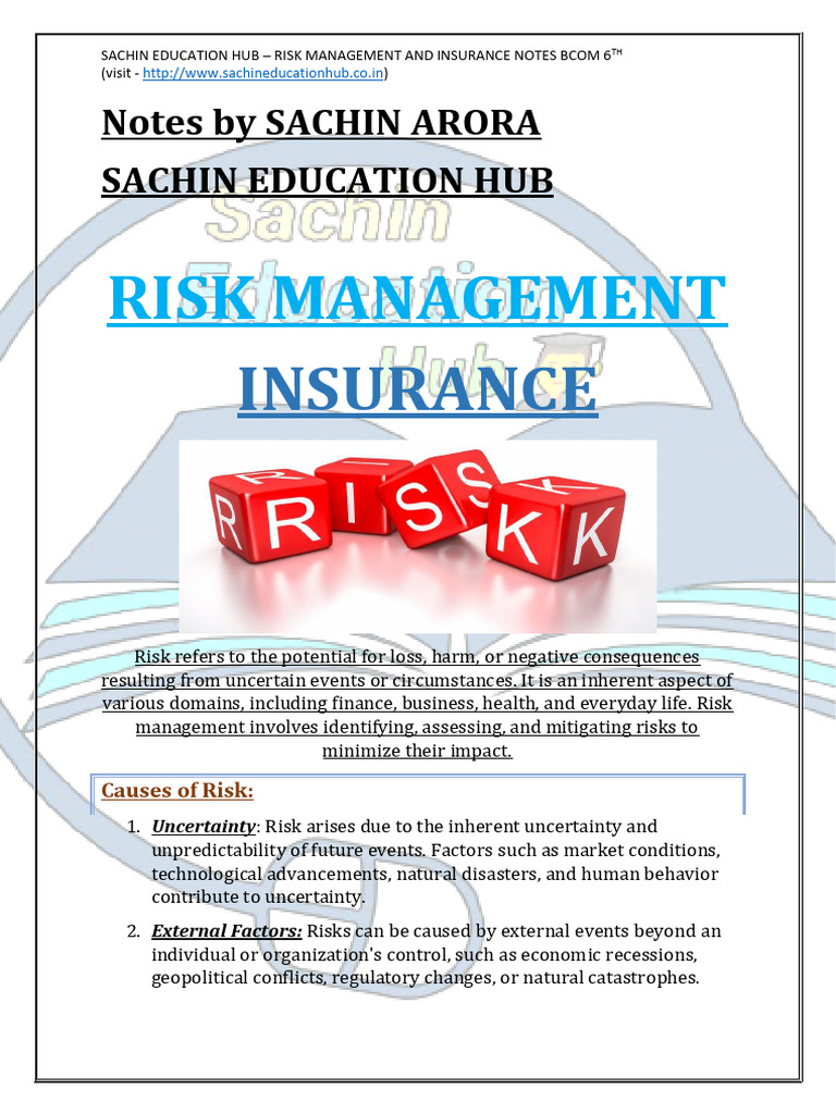 Risk Management & Insurance Notes BCom 6th | PDF | Life Insurance ...