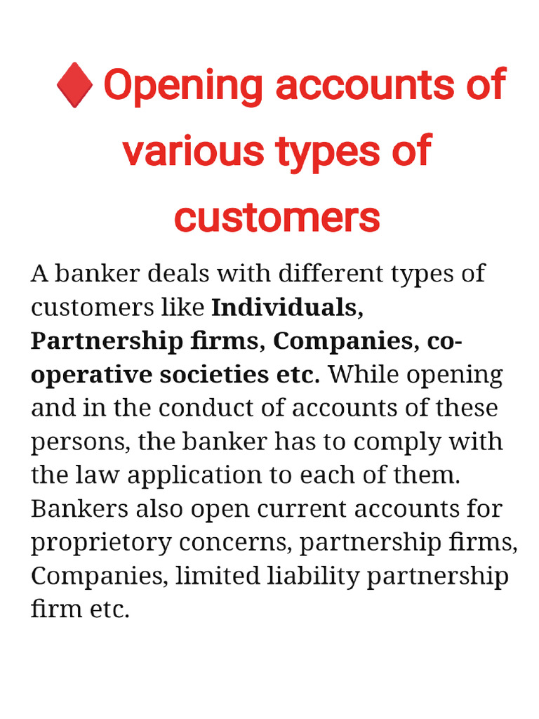 Opening Accounts For Different Customers | PDF