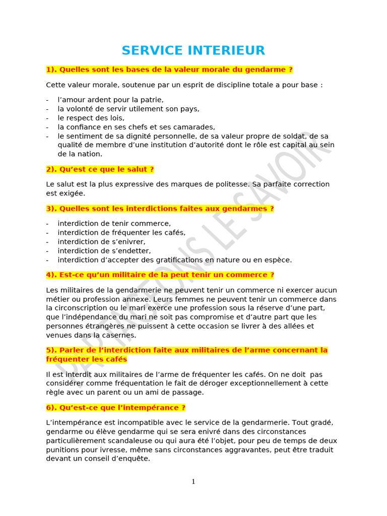 Service Interieur | PDF