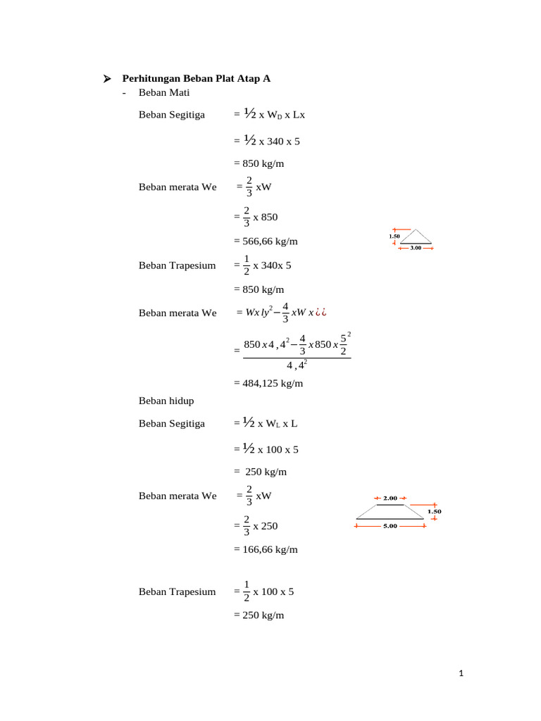 Perhitungan Beban Plat Atap | PDF