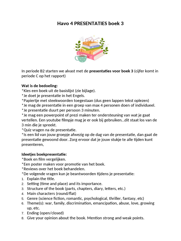 Uitleg Boekpresentatie H4 | PDF