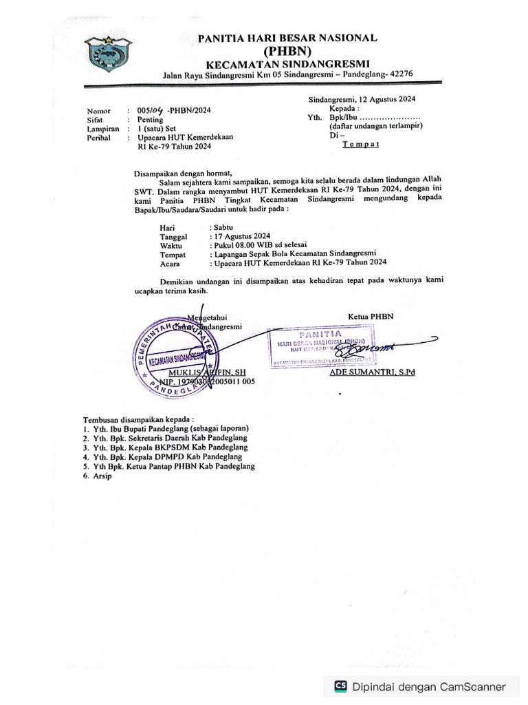 Undangan Upacara HUT RI Ke-79 2024 | PDF