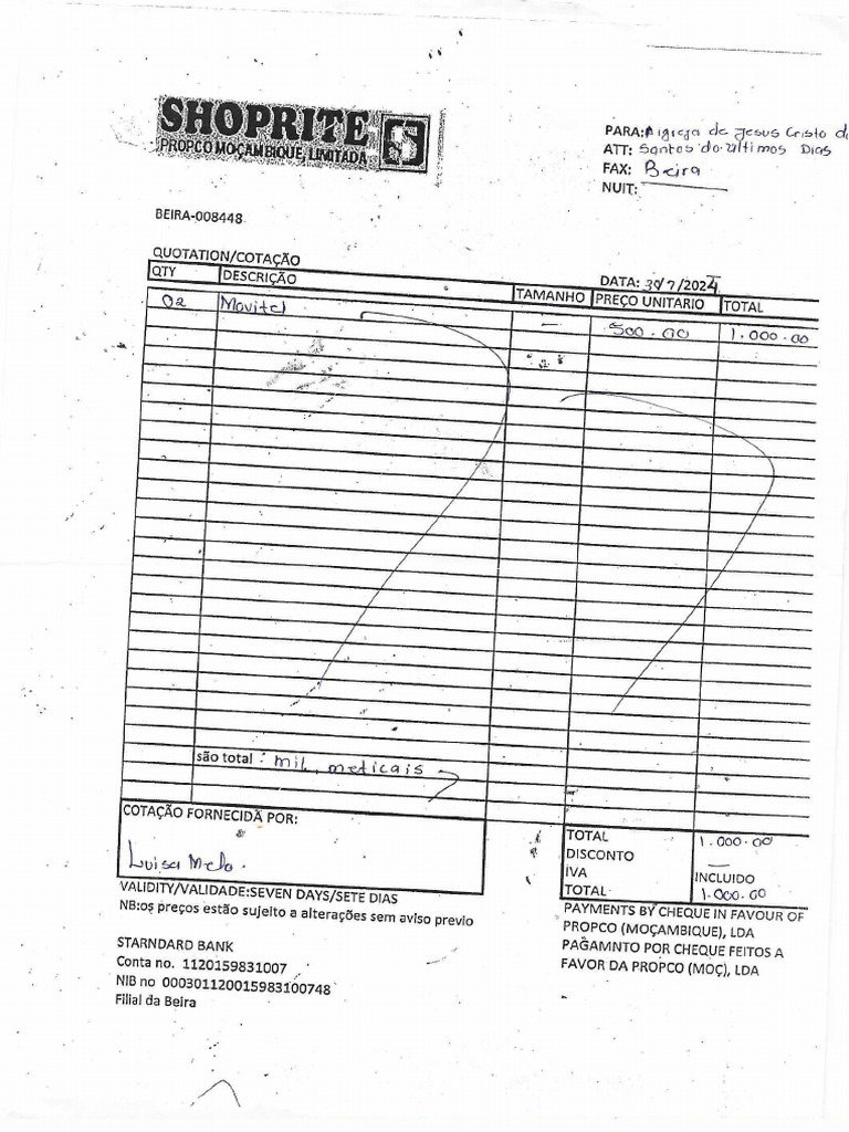 Pre Forma de Shoprite | PDF
