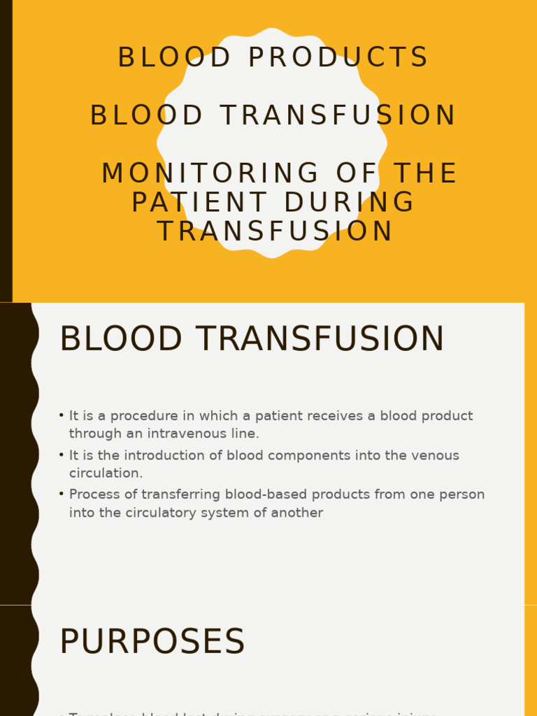 Blood Transfusion and Monitoring | PDF
