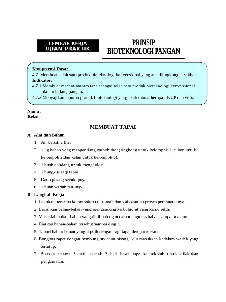 LKUP IPA KLS 9 Bioteknologi | PDF