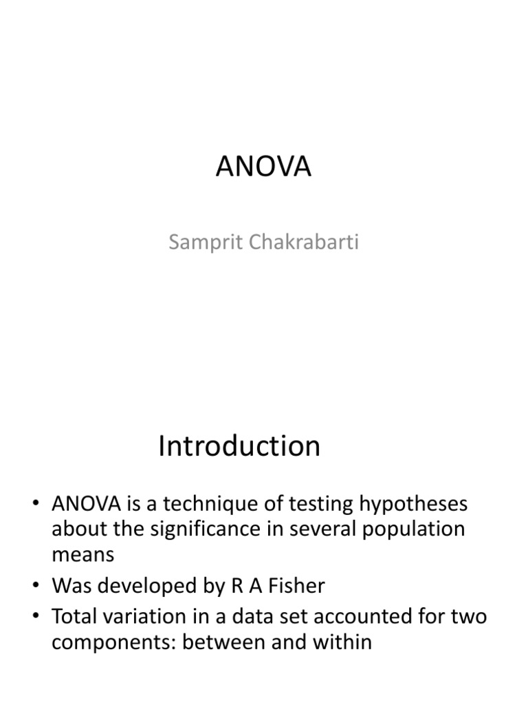 Anova Samprit Chakrabarti Pdf Analysis Of Variance Errors And Residuals
