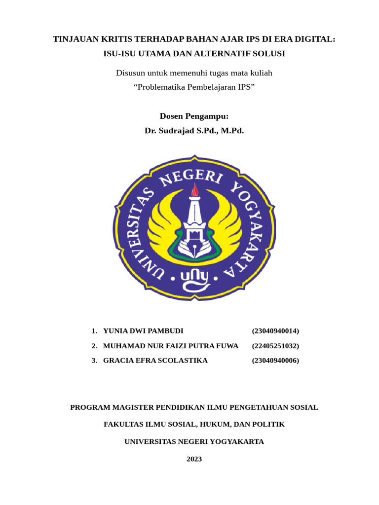 Yunia Dwi Pambudi - Paper Problematika Pend IPS | PDF