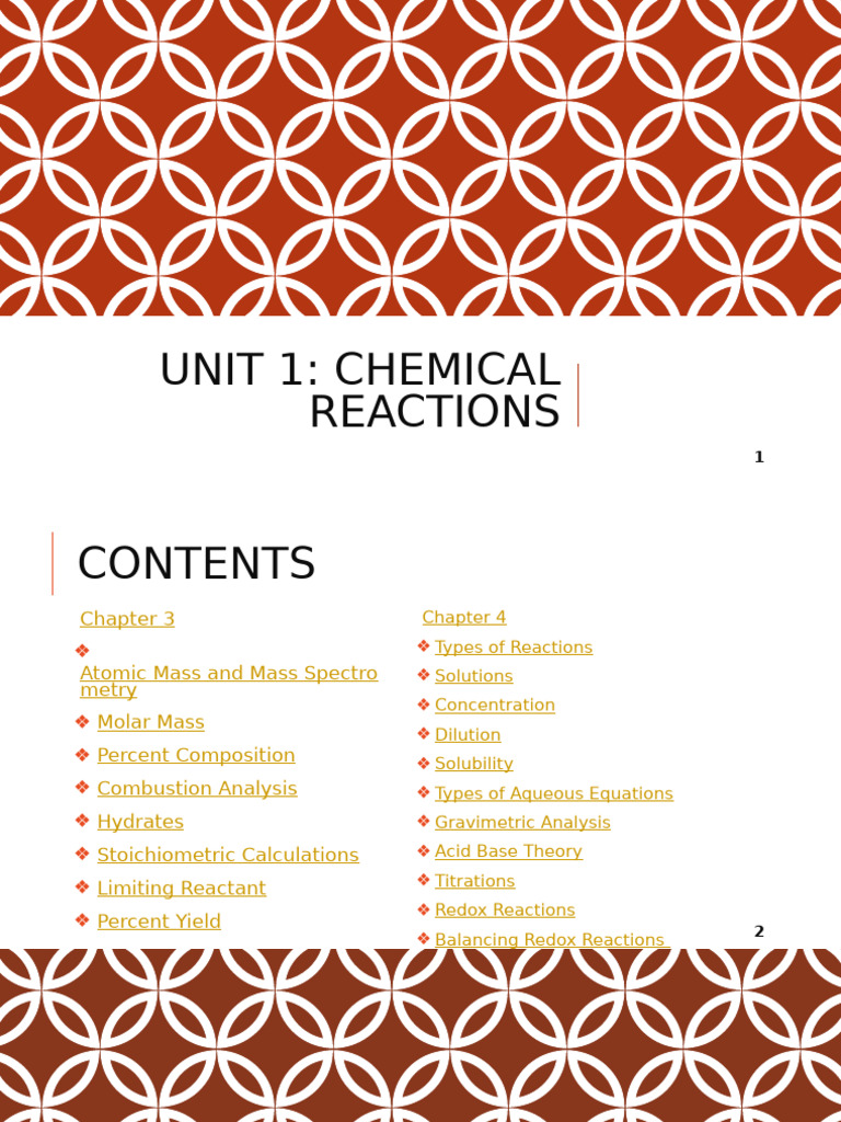 Unit 1 Chemical Reactions | PDF