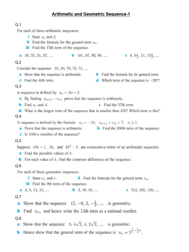 Arithmetic and Geometric Sequence-1 | PDF