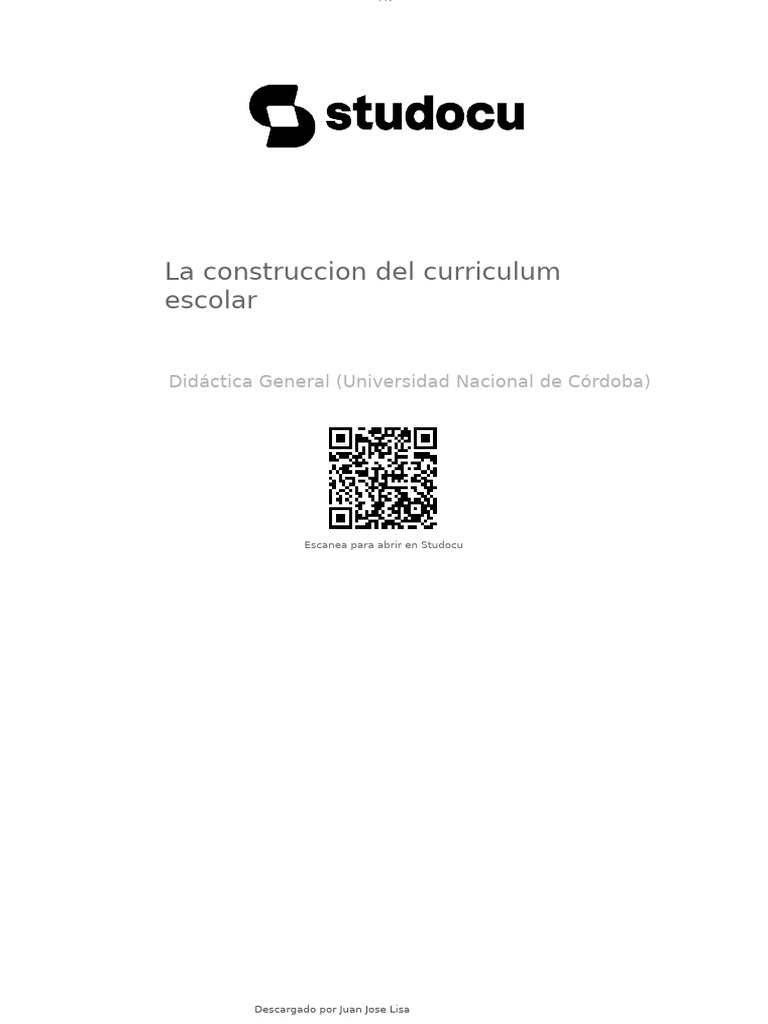 La Construccion Del Curriculum Escolar | PDF