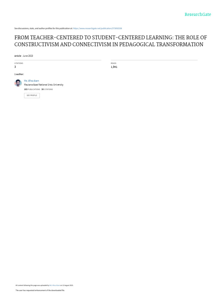 Connectivism-Based Pedagogical Approach | PDF | Constructivism (Philosophy Of Education) | Learning