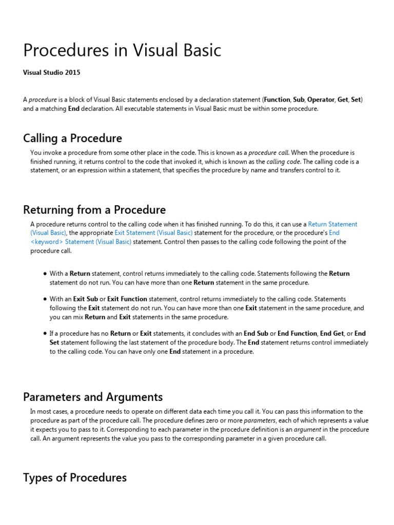 Procedures Argiment And Parameters Return Value Byref And Byval Paramarray Optional Byname