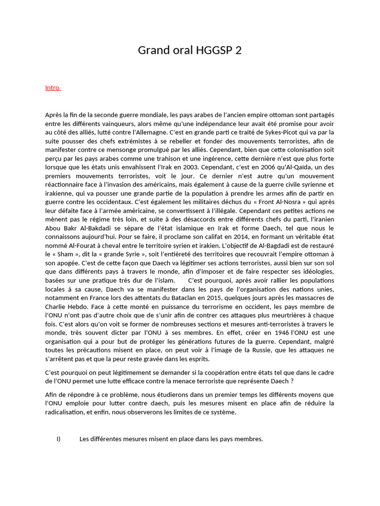 Grand Oral HGGSP 2 | PDF