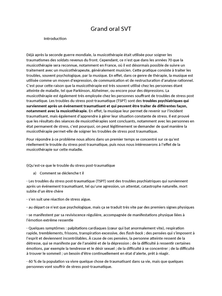 Grand Oral SVT | PDF