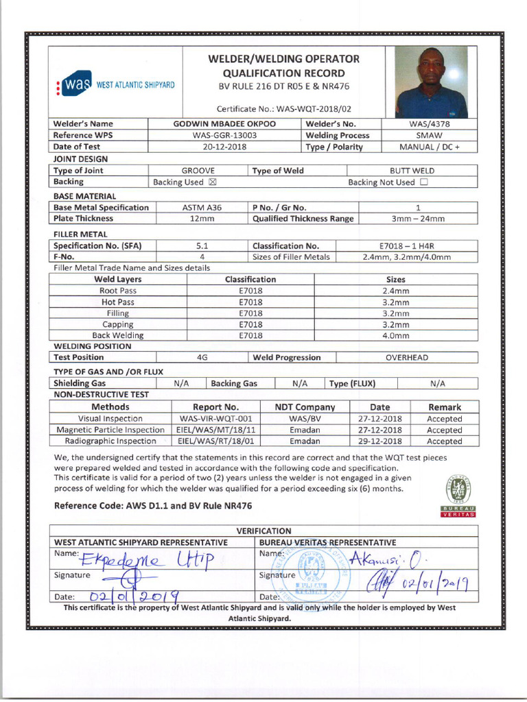 Welders Qualification Records | PDF