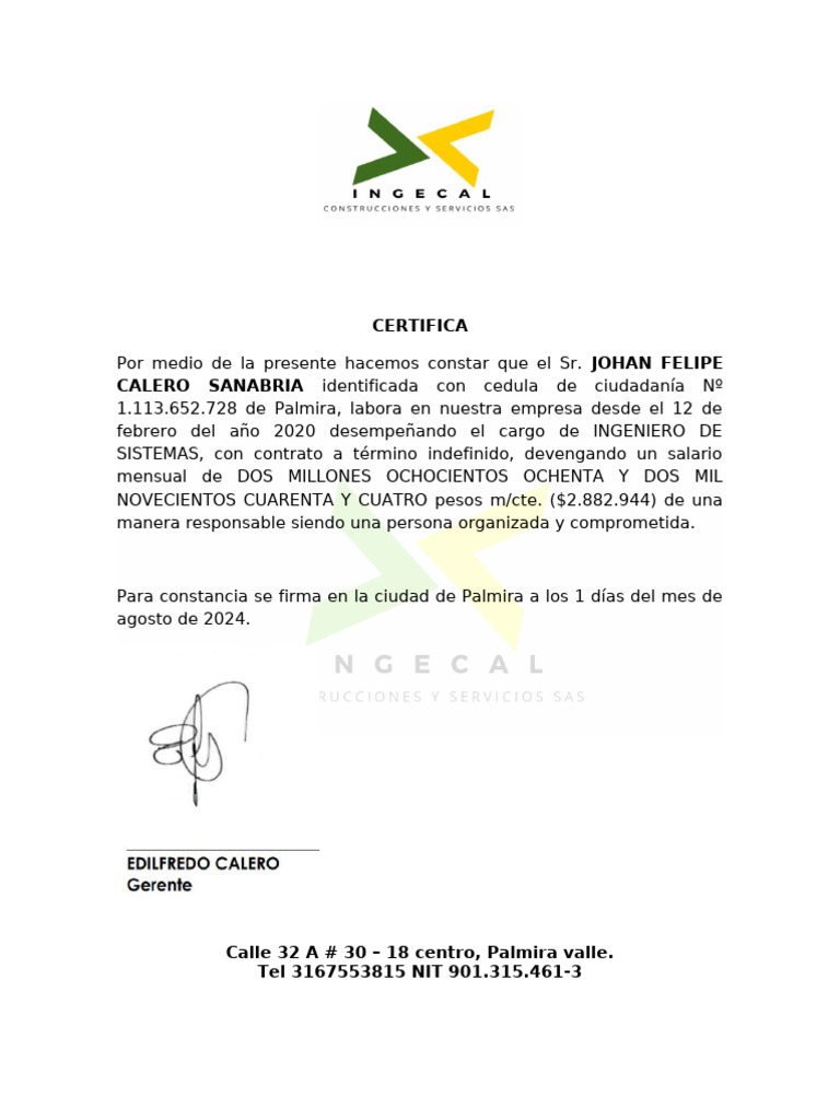 Carta Laboral Faisury | PDF