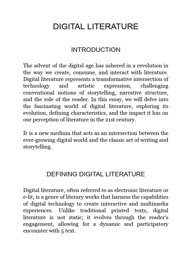 Digital Literature | PDF