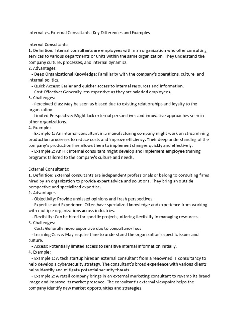 Internal Vs External Consultants | PDF