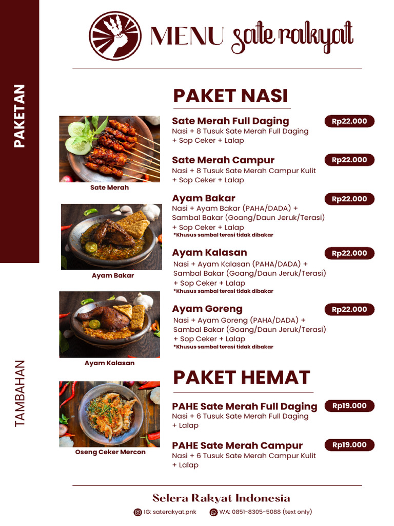 Menu Sate Rakyat | PDF
