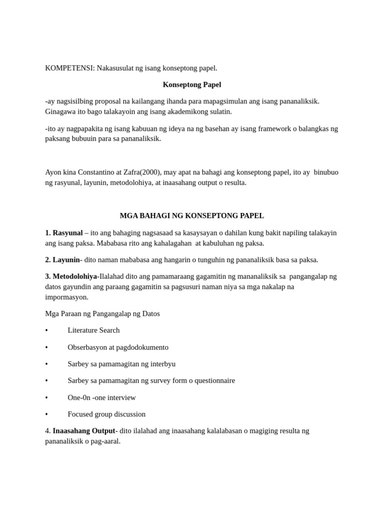 Pagsulat NG Konseptong Papel 1 | PDF
