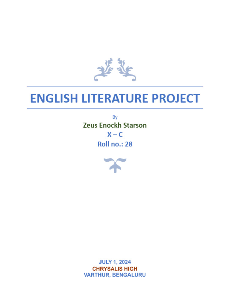English Literature Project Gr10 TERM-1 | PDF