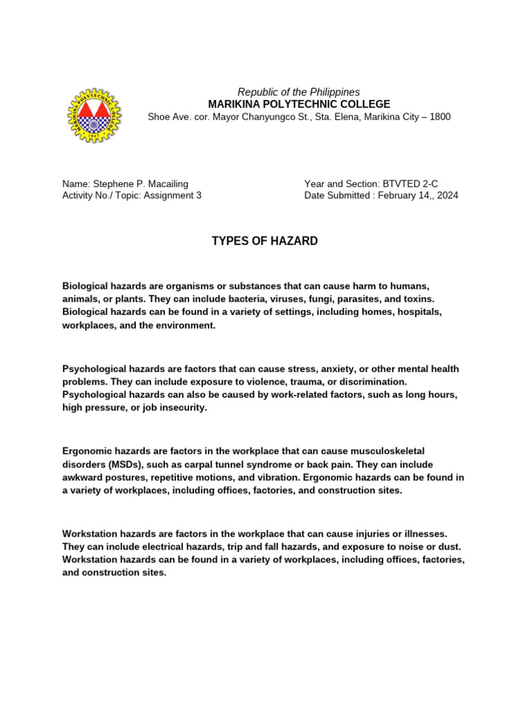 Types of Hazard | PDF