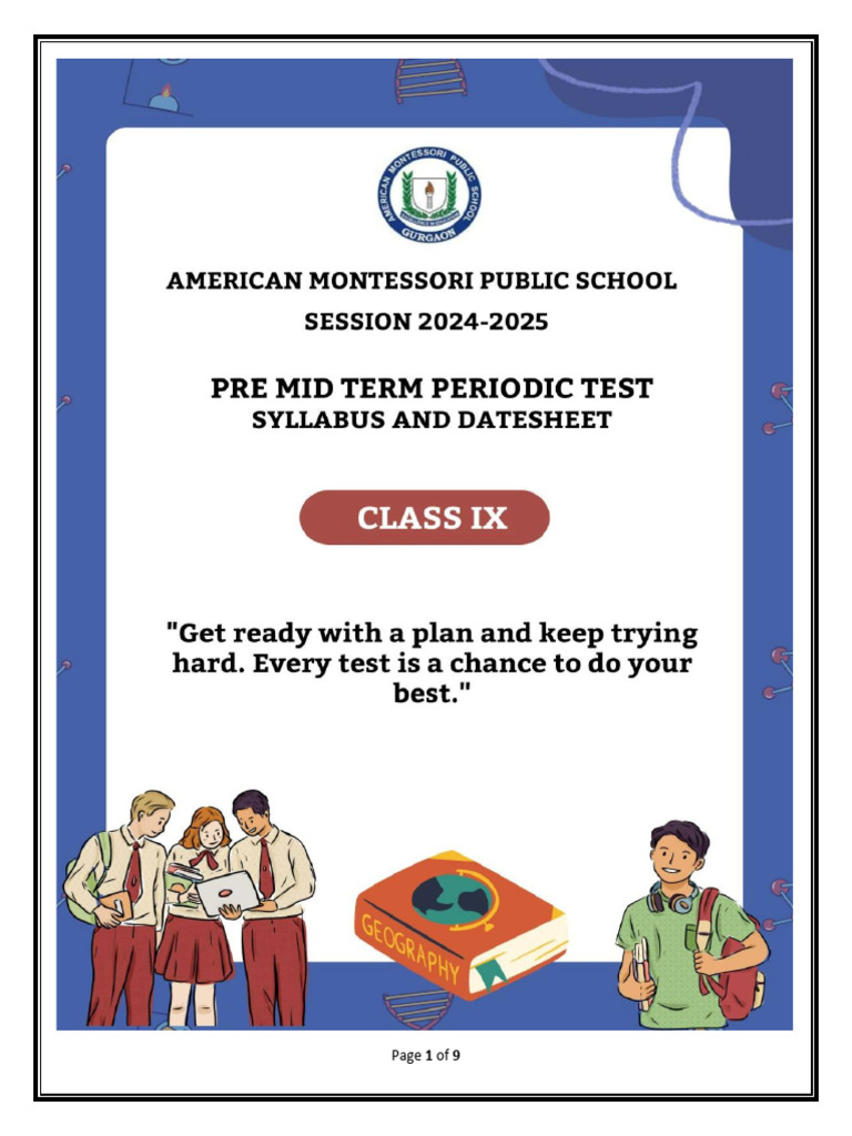 Compiled Syllabus For Pre Mid Term Exam Class Ix | PDF | Grammar | Linguistics