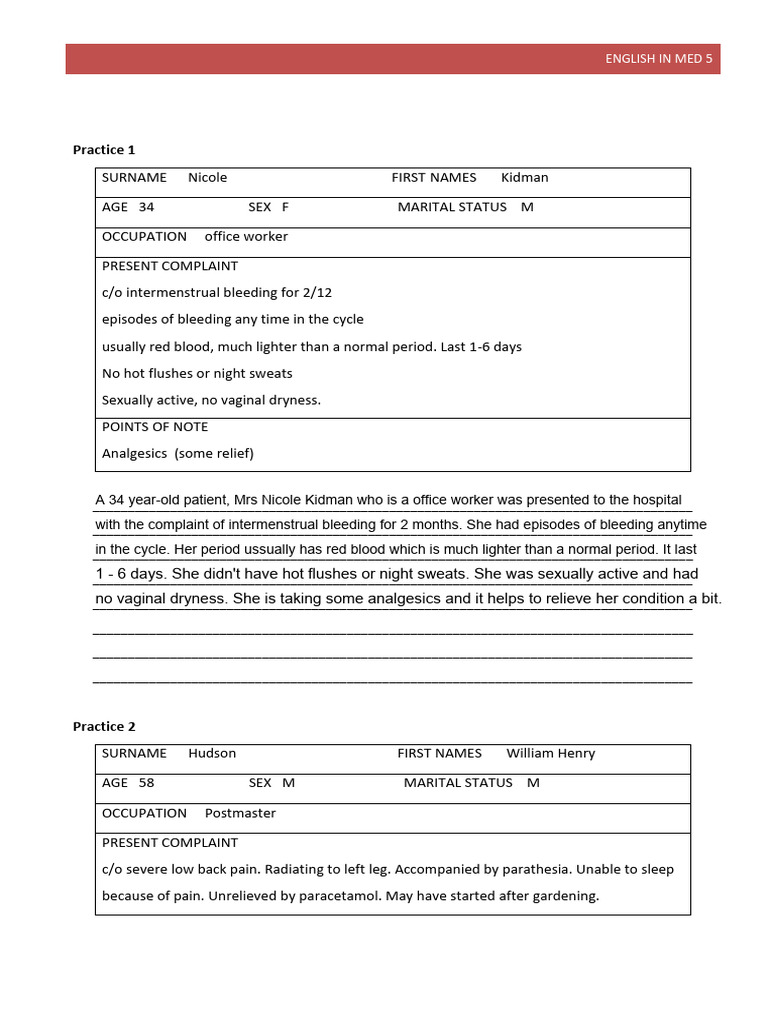 Writing - Describe The Patient in The Case Notes | PDF