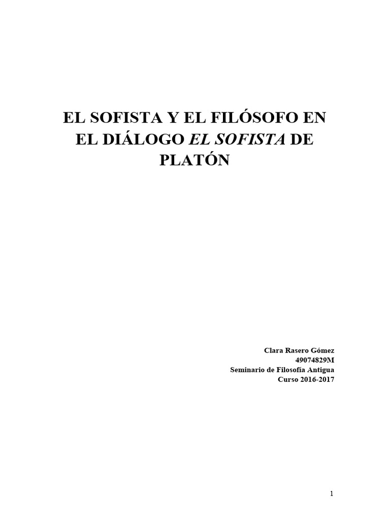 El Sofista y El Filosofo en El Dialogo e | PDF