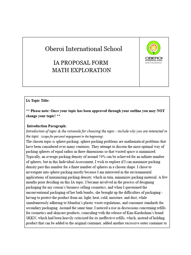 Math IA Proposal | PDF