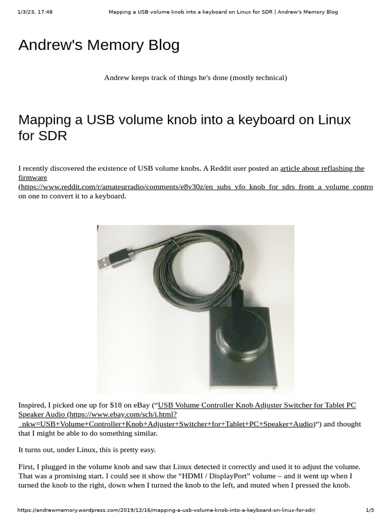 Mapping A USB Volume Knob Into A Keyboard On Linux For SDR - Andrew's ...