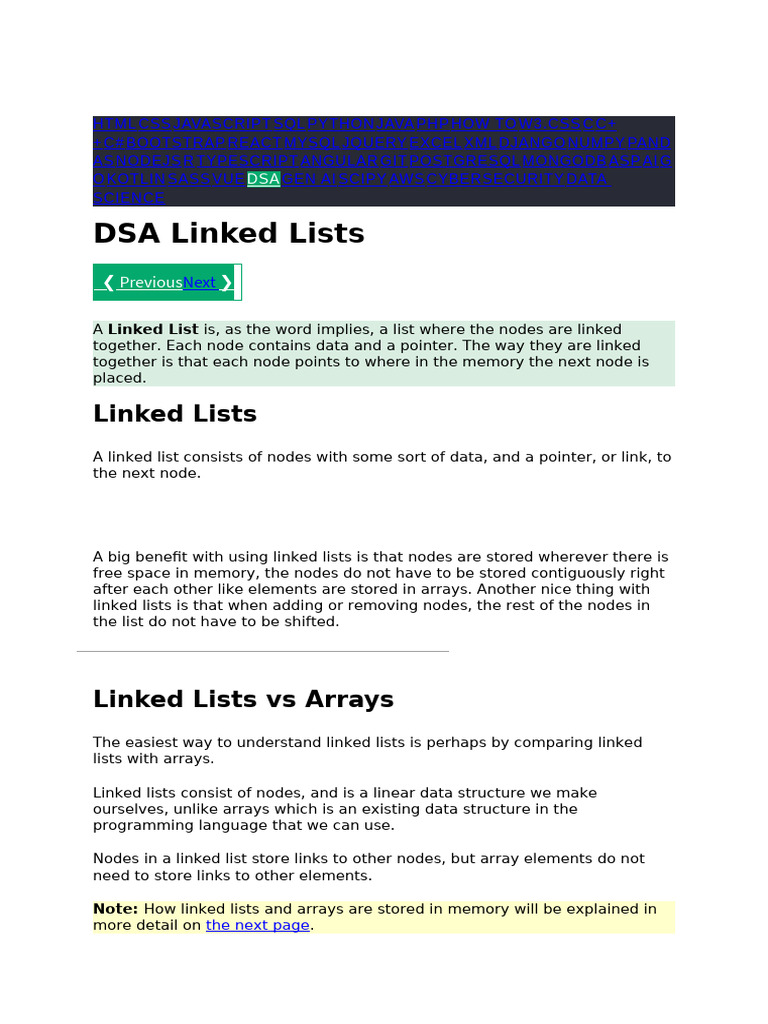 DSA Linked Lists | PDF