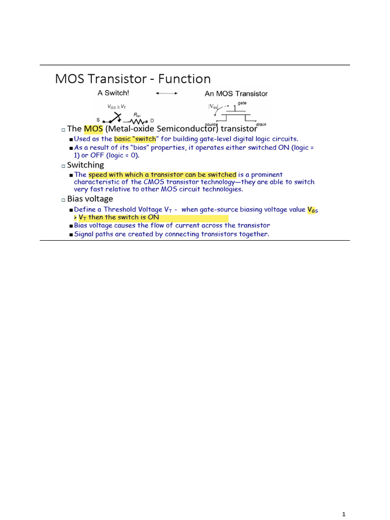 MOS Transistor - Function | PDF