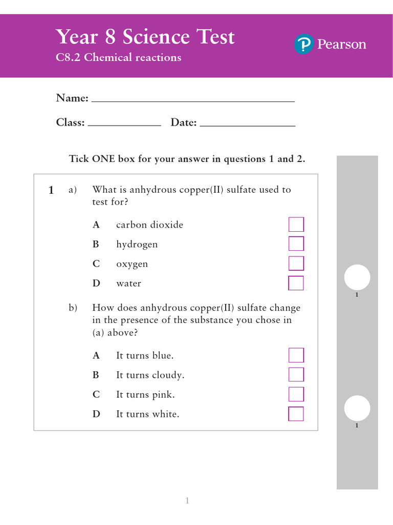 iLS - Science - Y8 - C8 - 2 - Topic - Test - Set 2 | PDF