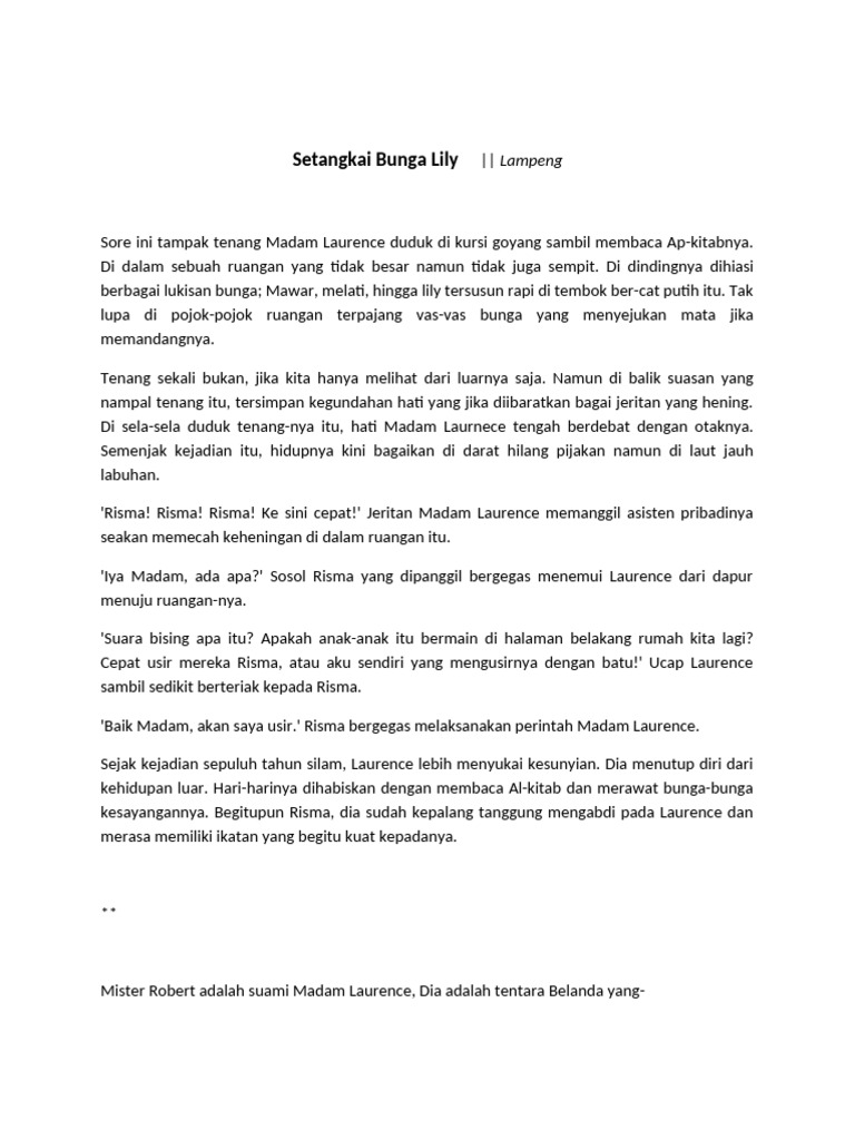 (New) SETANGKAI BUNGA LILY | PDF