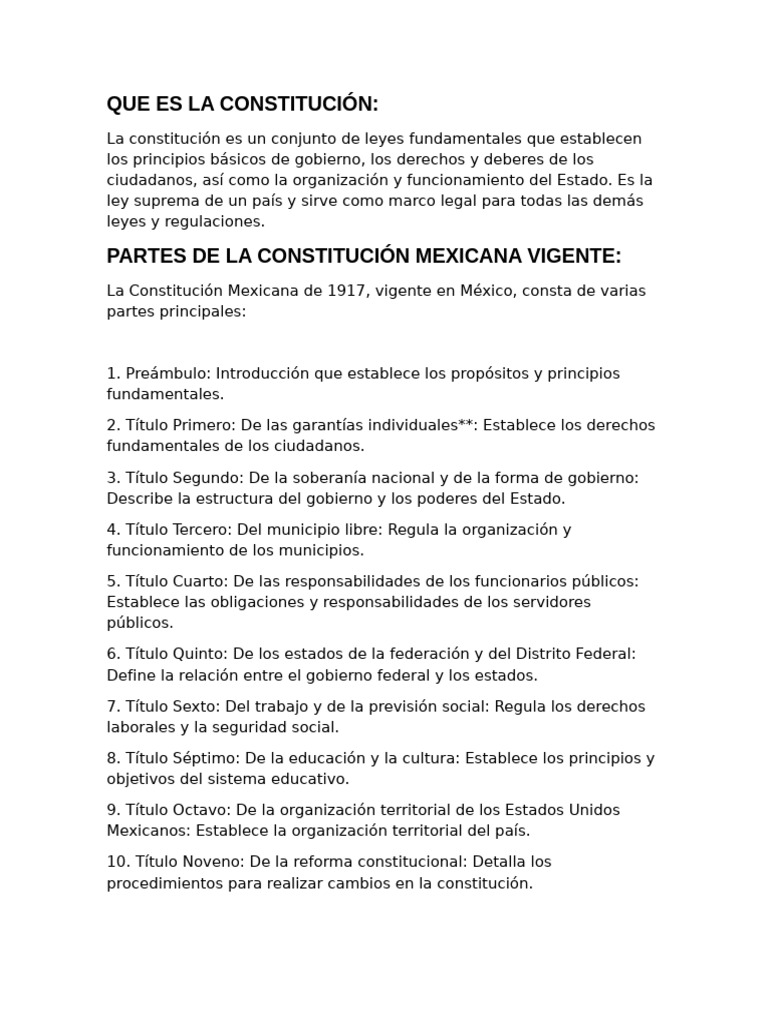 ¿Que Es La Constitución ? | PDF | Politica de mexico | Constitución