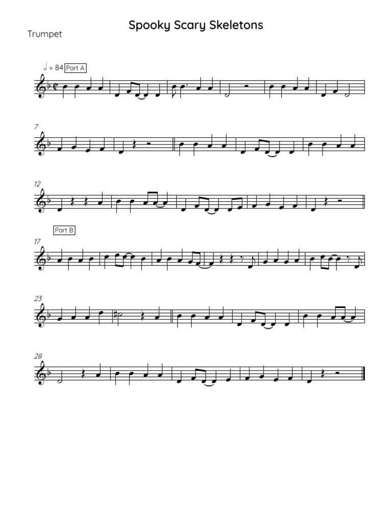 Trumpet Spooky Scary Skeletons | PDF