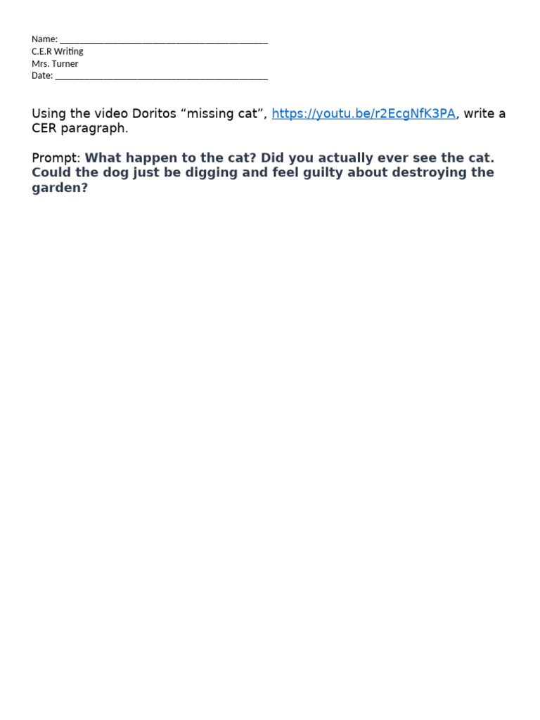 CER Writing Prompt 2022 | PDF