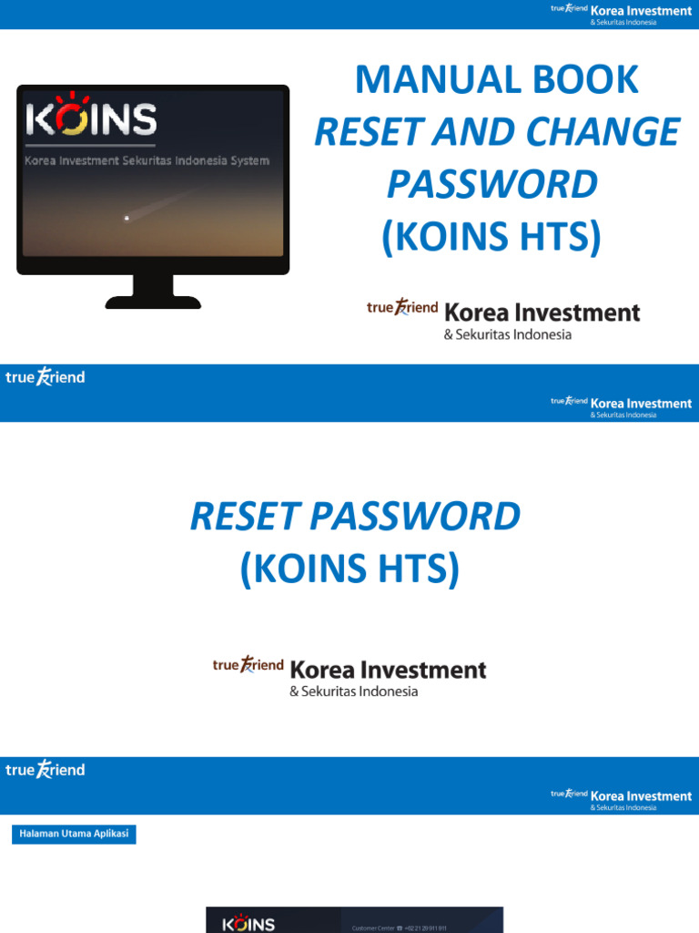 Manual Book Reset and Change Password KOINS HTS | PDF