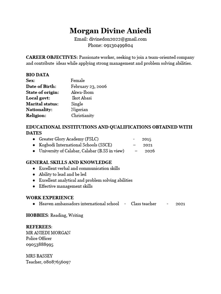 Morgan Divine CV | PDF