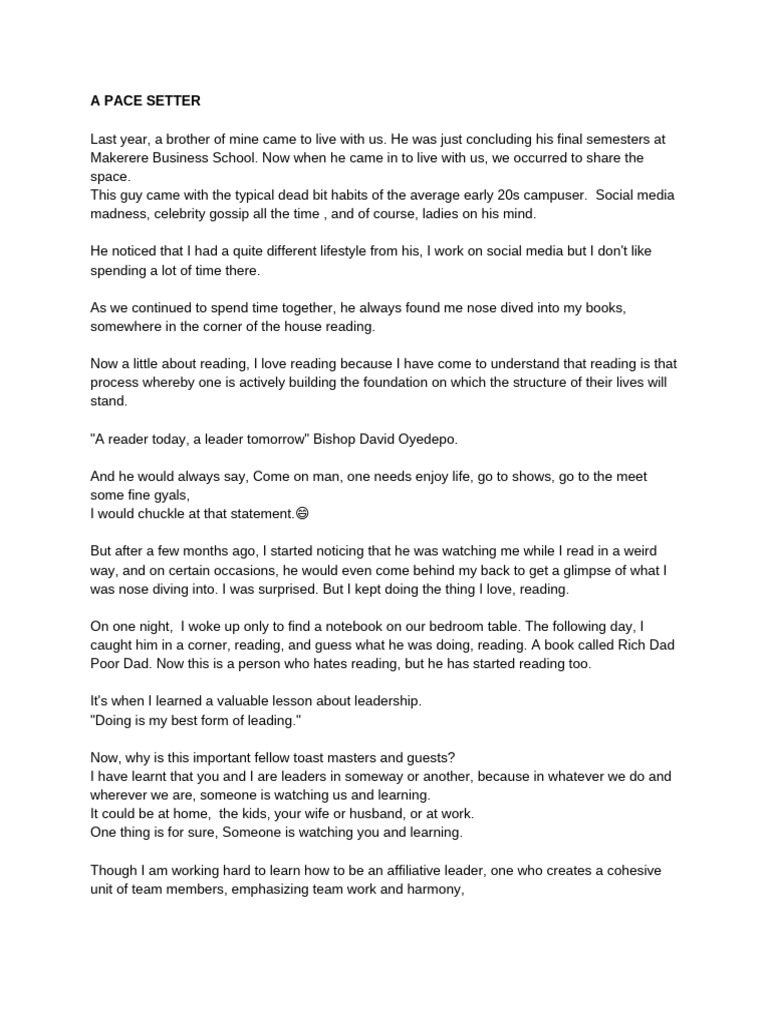 A Pace Setter | PDF | Wellness