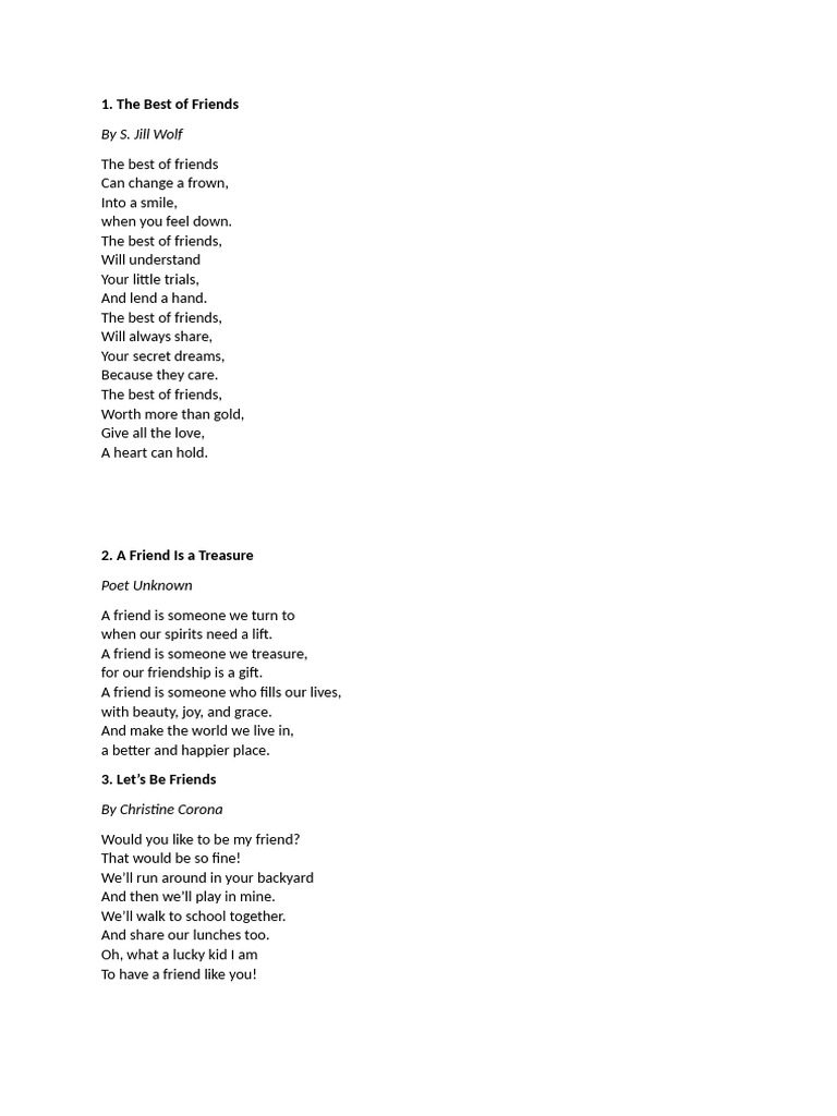 Friendhip Poems | PDF
